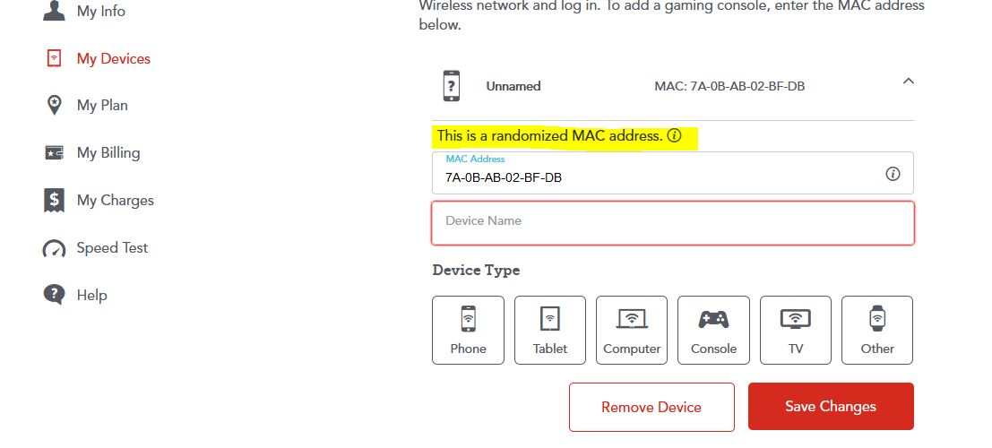 Identifying Random MAC Addresses in CSR/Selfcare
